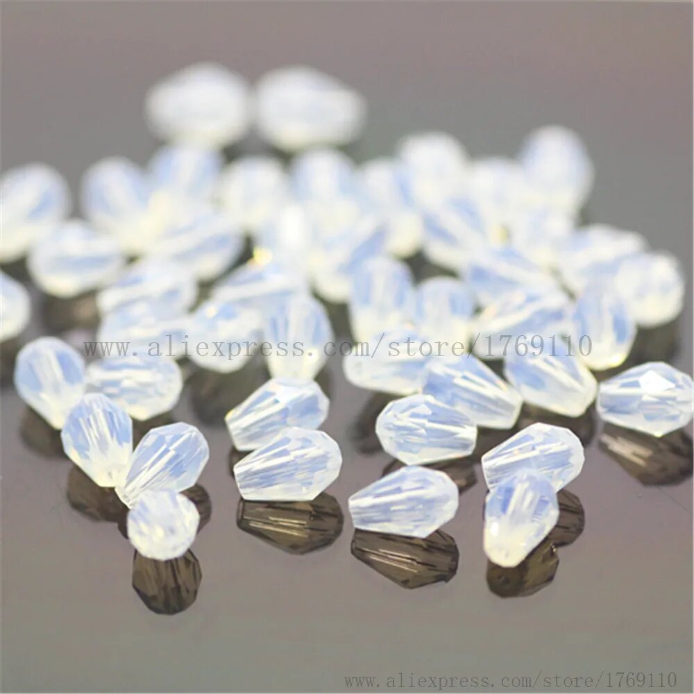 Isywaka белые граненые бусины-капли 100 шт. milky white