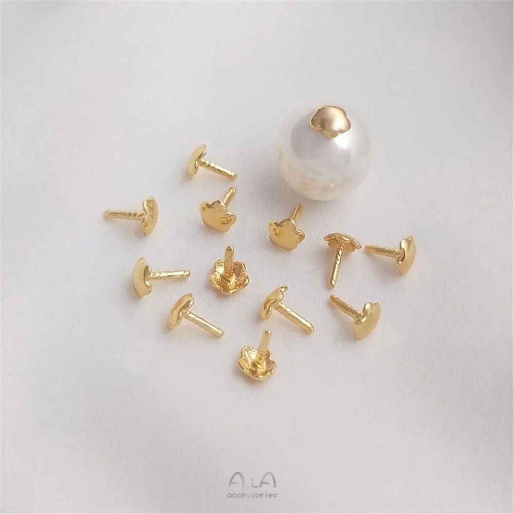 Золотые бусины-цветочки 4mm, бежевые