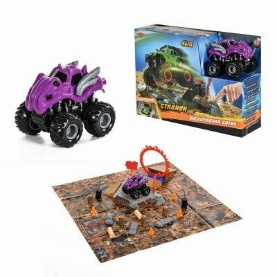 YakoToys Игровой набор Стадион Внедорожная битва фиолетовая машина M6588-6