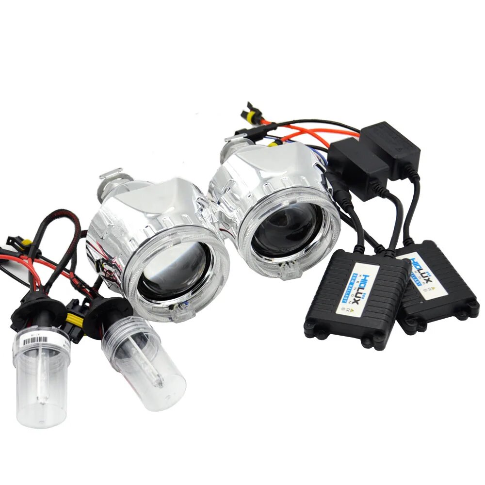 2,5 дюймовые Биксеноновые HID-линзы проектора с DRL дневные ходовые глаза ангела кожухи xenon kit