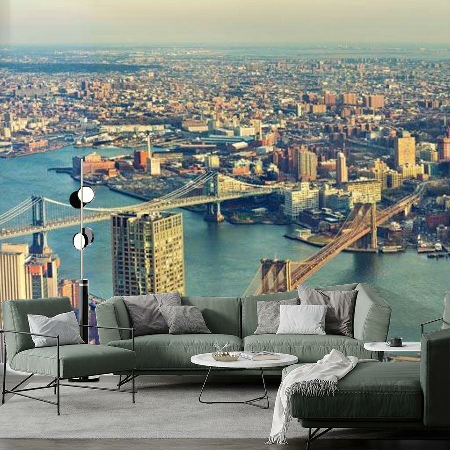 Фотообои Вид на Нью Йорк и Гудзон 9-846-XL 315 х 630 см (ВхШ) Бесшовные, флизелиновые, влагостойкие обои MasterFresok