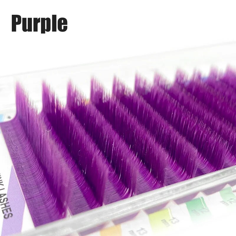NATUHANA Цветные накладные ресницы L/LU(M) Curl LU, 0,10 мм, 9-15Mix - easy fan, Фиолетовый, Purple