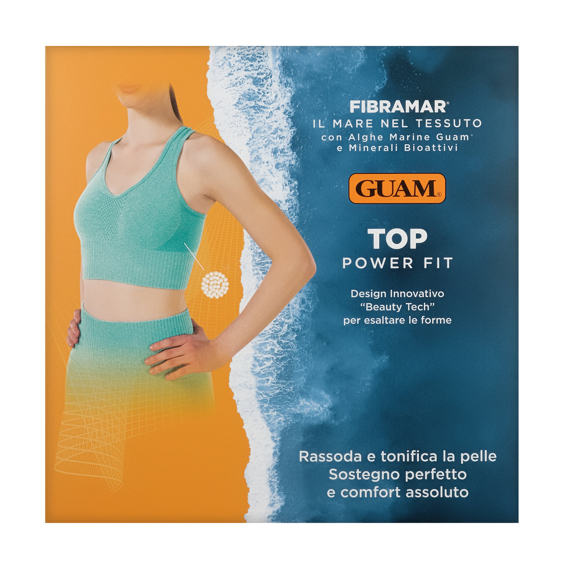 GUAM Fibramar Топ для занятий спортом Power Fit, цвет зеленый, размер L/XL (рос. размер 48-52)