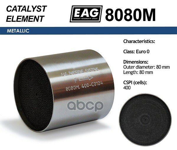 Каталитический блок металл. 80x80 Euro 0 EAG EAG арт. 8080M