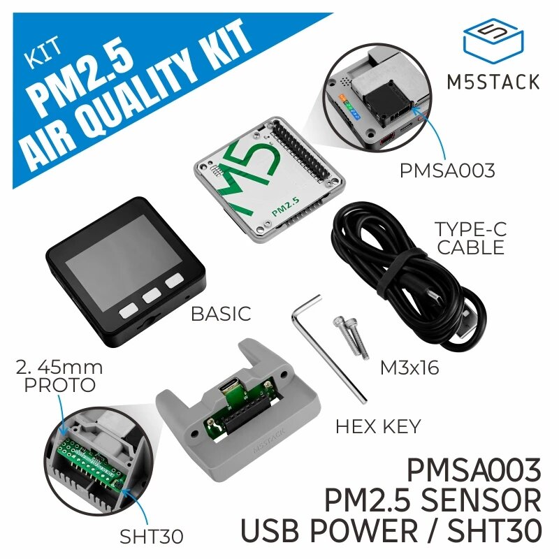 Комплект качества воздуха M5Stack PM2.5 (PMSA003 + SHT30)