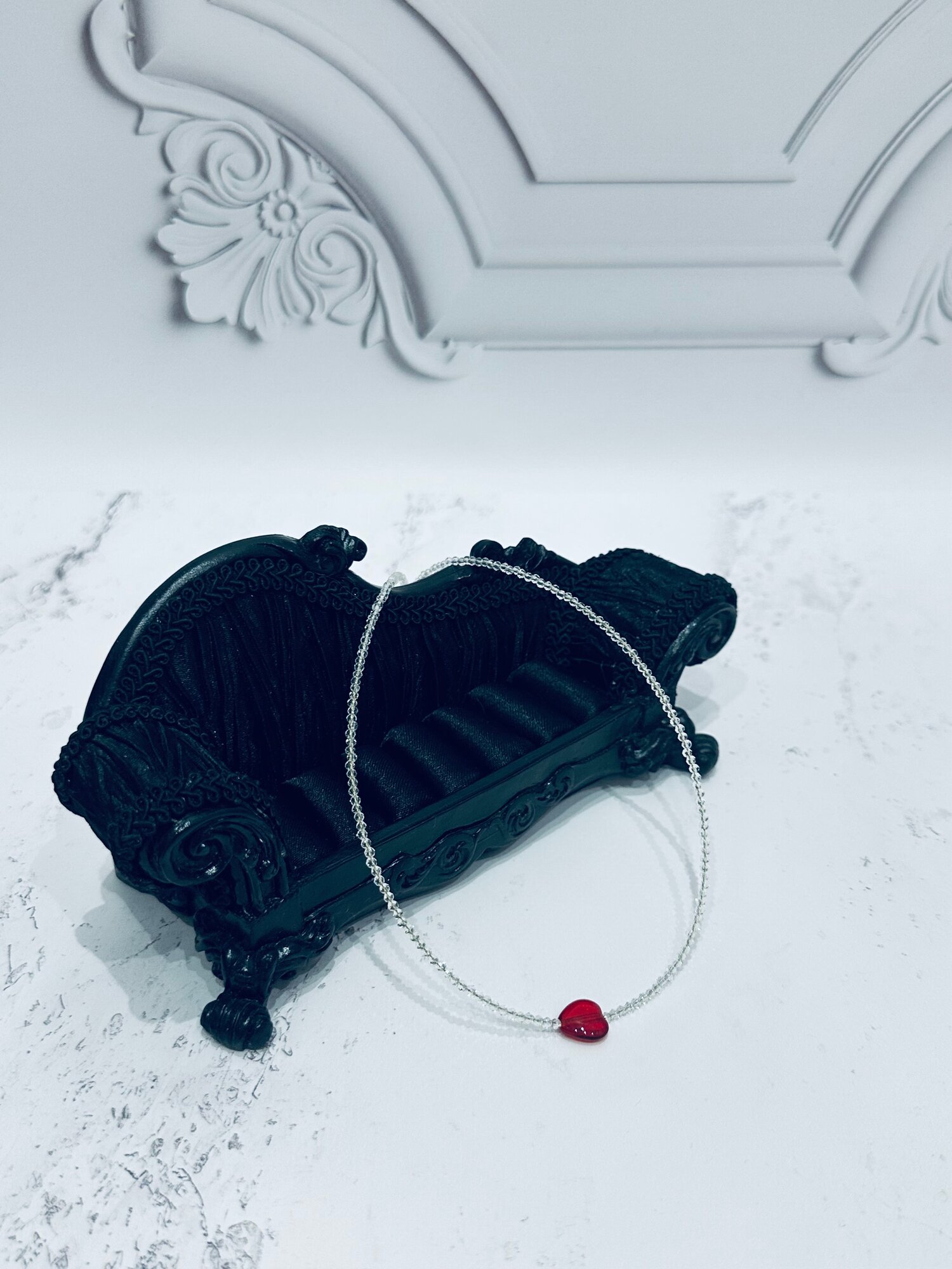 Колье Jewellery by Marina Orlova, стекло, шпинель синтетическая, длина 42 см, красный — фото 1