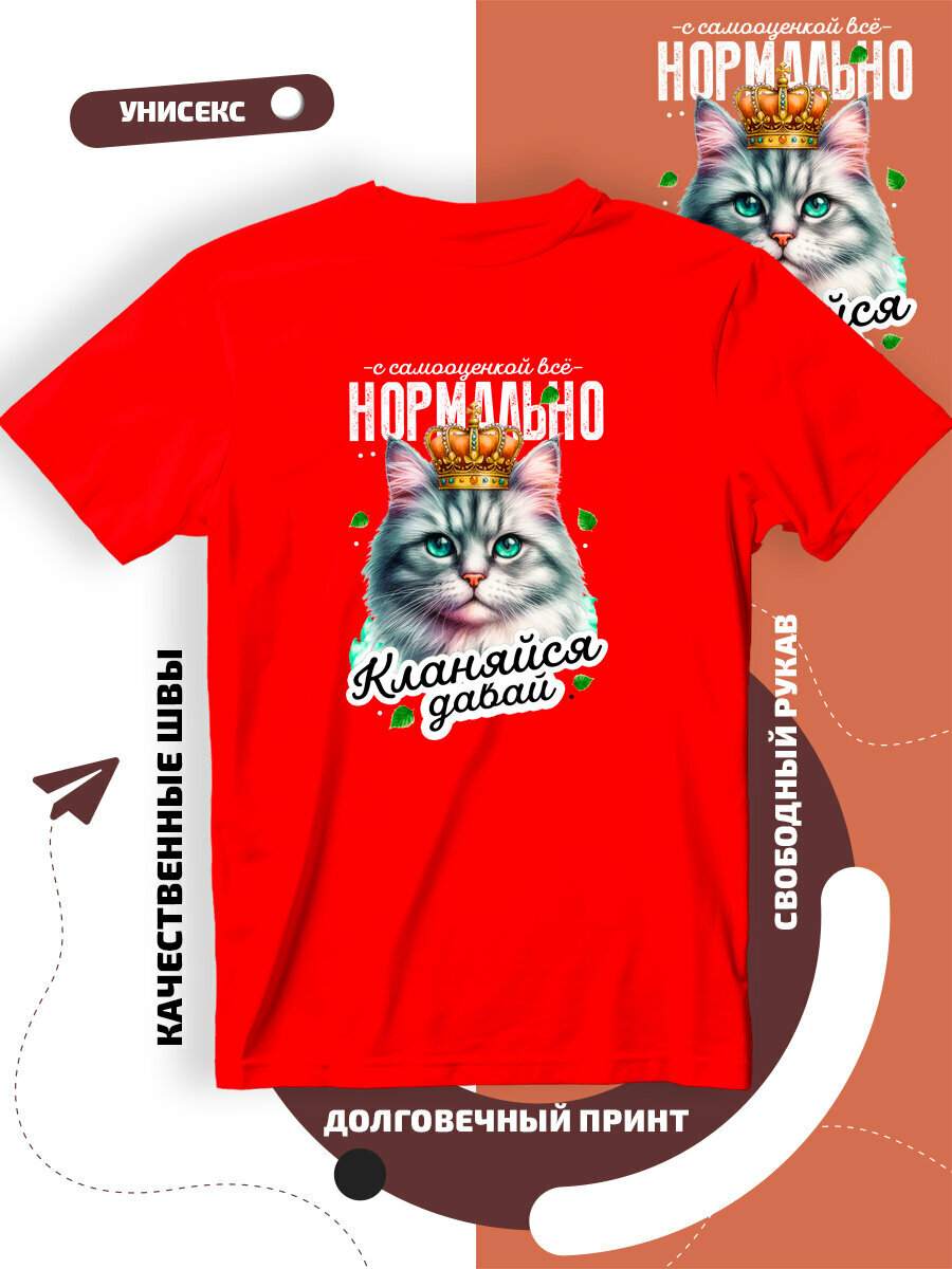 Футболка самооценка кот с короной