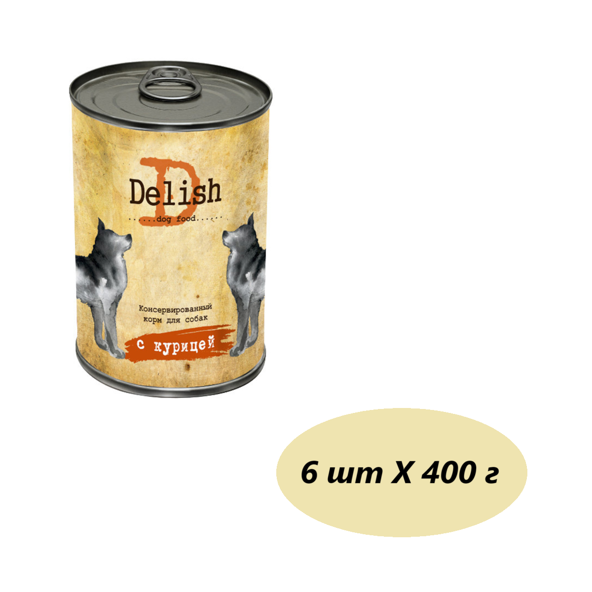 Delish консервы для собак курица 400гр (6 штук)