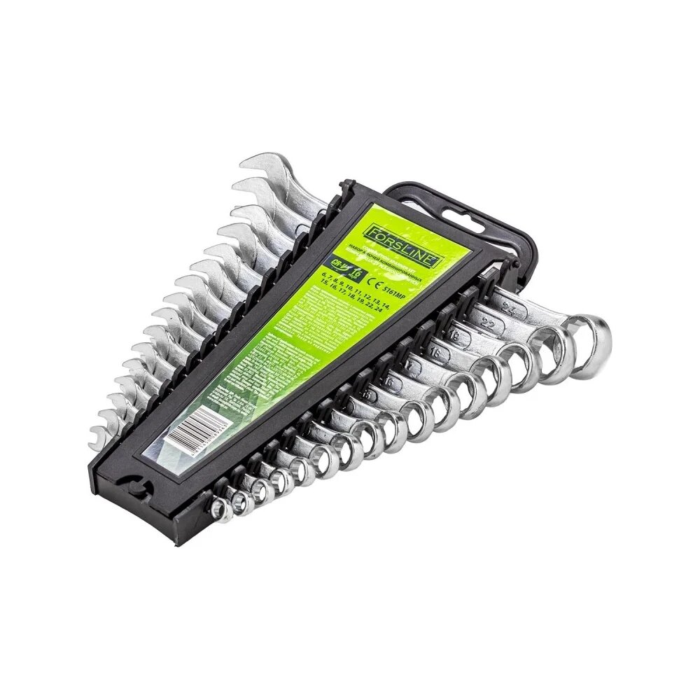 Набор ключей комбинированных ForsLine 16пр.(6-19,22,24мм)в пластиковом держателе FL-5161MP(54261)