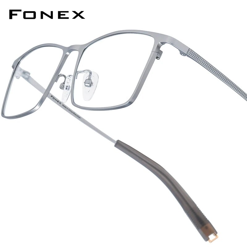 FONEX титановые квадратные очки для мужчин, Silver 85874
