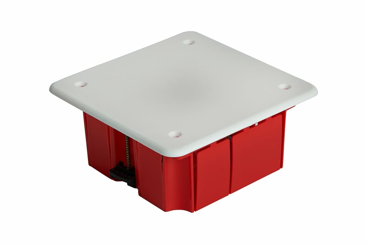 Монтажная коробка STEKKER EBX30-02-1-20-92 для полых стен, с пластиковыми зажимами, с крышкой, 92*92*45мм, IP20, красный (GE41022) 49007