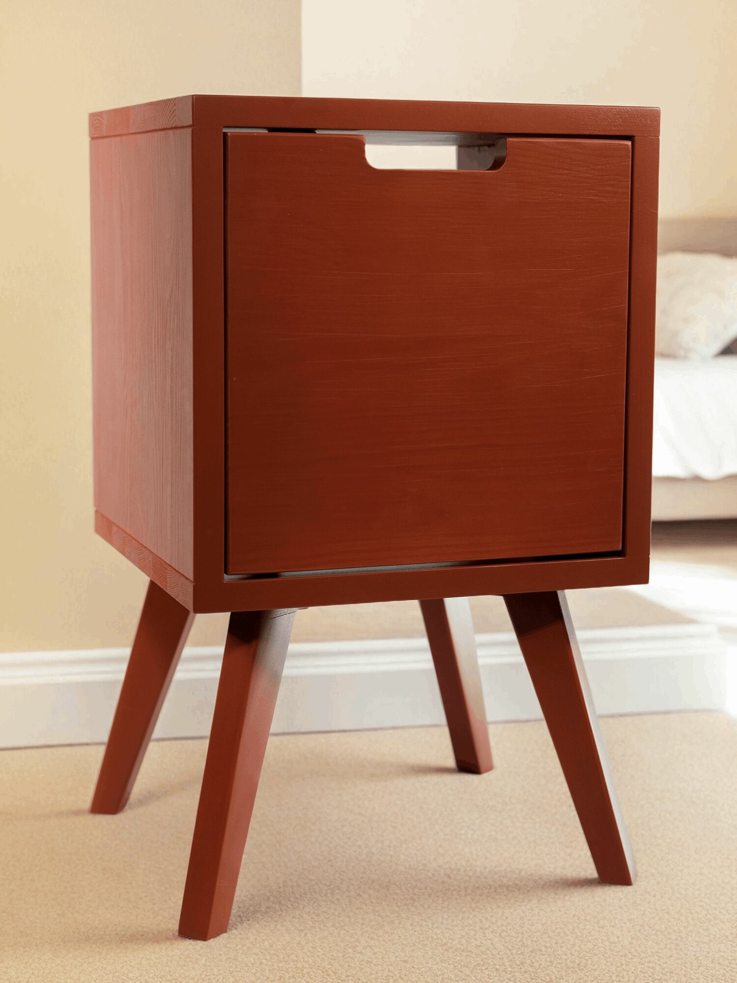 Тумба прикроватная из дерева терракотовый "Куб-Мини+" WoodShop массив