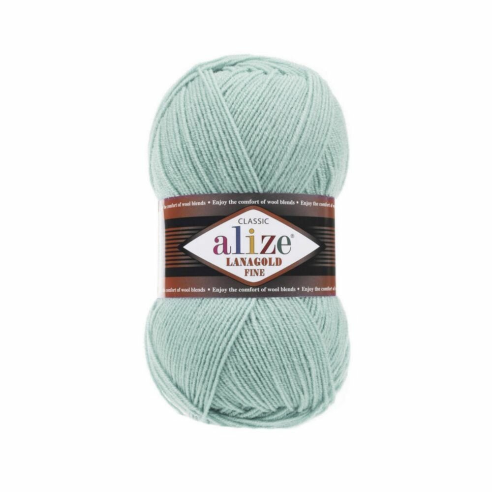 Пряжа для вязания Alize Lanagold fine 522 мята. 100 гр/390 м 49% шерсть, 51% акрил