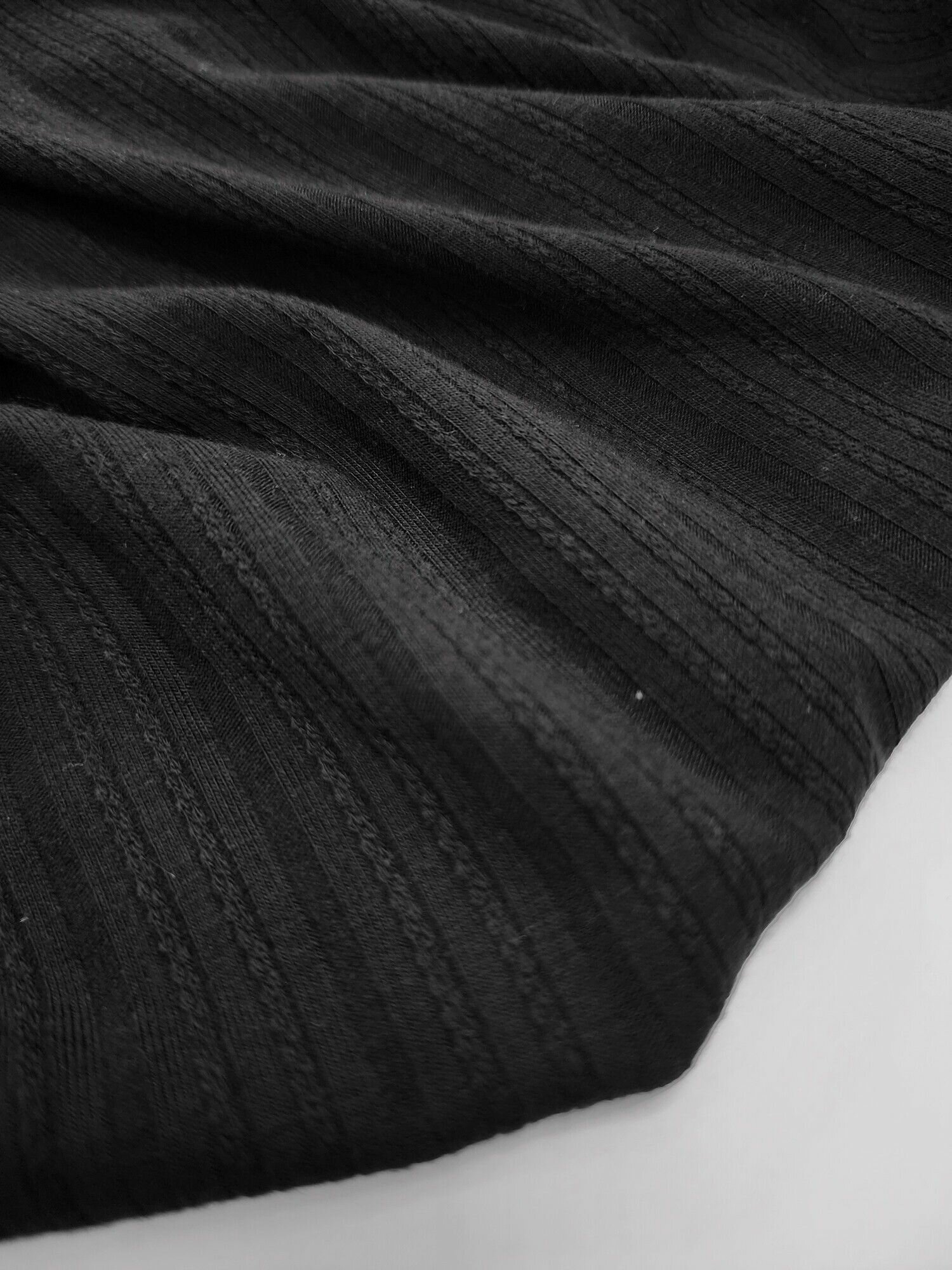 Ткань трикотаж ажурный косичка, 100*170см, цвет черный