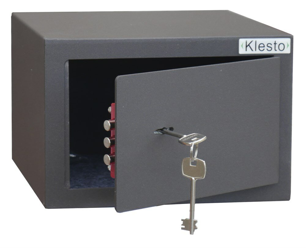 Сейф мебельный Klesto KM-17, ключевой замок, для документов и денег, 17х26х23 см, 4 кг, темно-серый