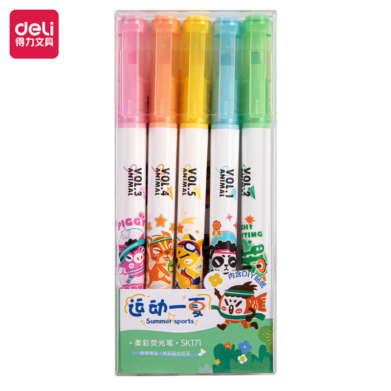 Гелевая ручка Deli "SK171 Sports One Summer Soft Color", маркер, 5 шт