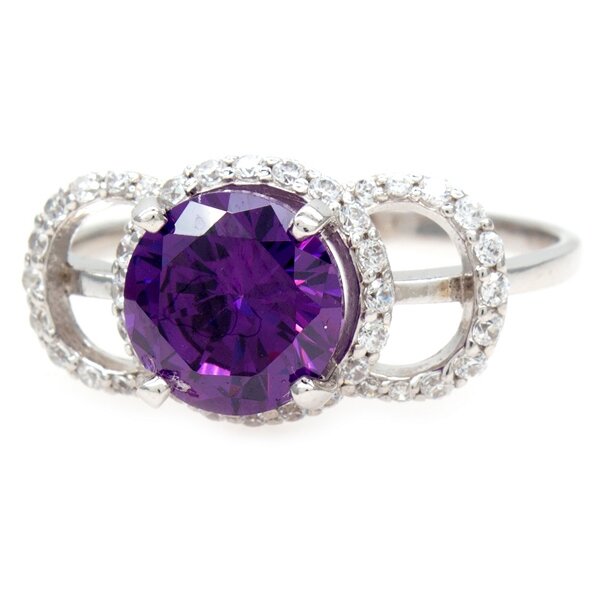 Кольцо, серебро, 925 проба, родирование, фианит