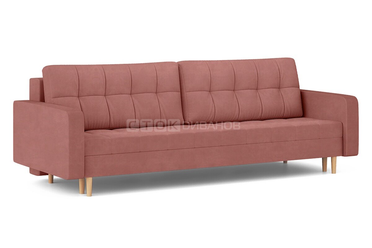 Диван Сток Диванов Бали Red коралловый 225 см, механизм еврокнижка, на ножках