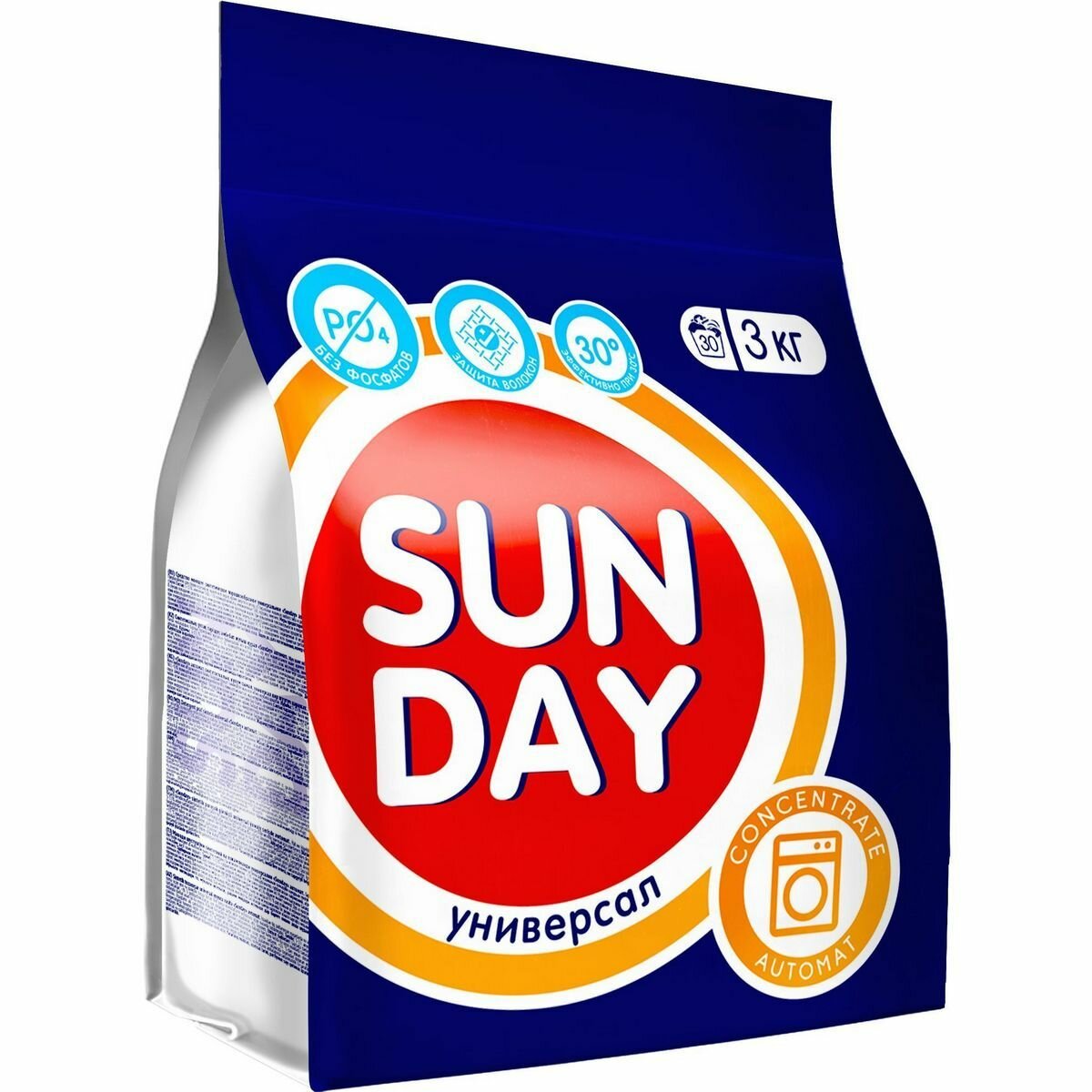 Стиральный порошок Sunday 3 кг, Автомат, Универсальный