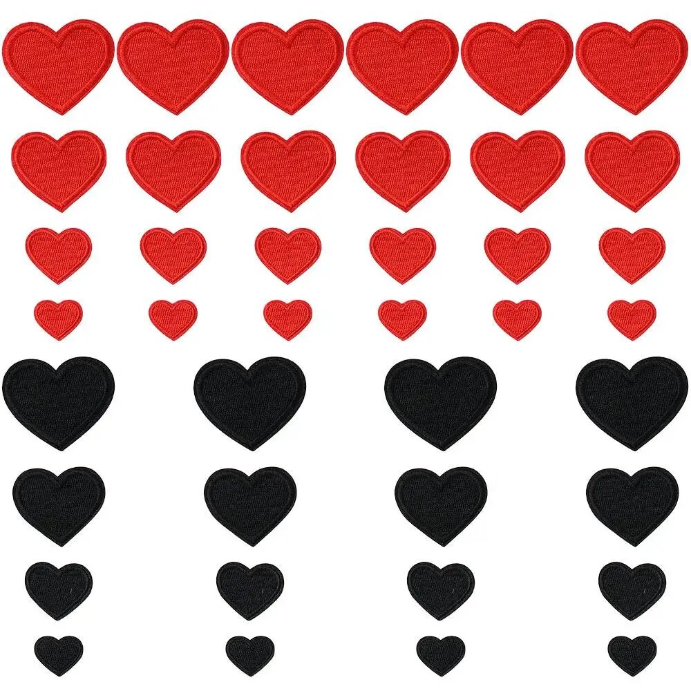 Нашивки сердце красные черные 40 шт multicolor