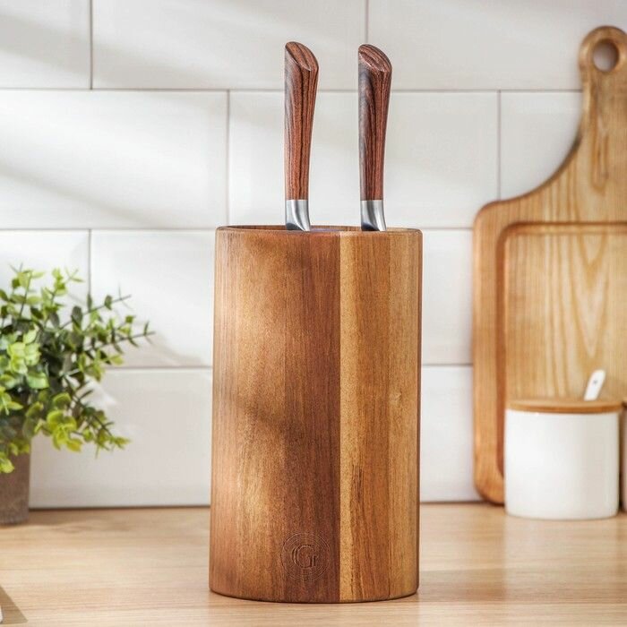 Подставка деревянная для ножей универсальная, 22,5 12,7 см, тропическая акация