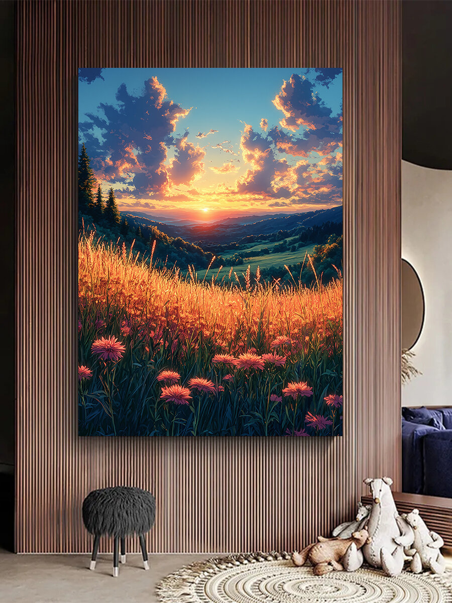 Пейзаж / природа, картина лес / река, 20х30 см, горы, море