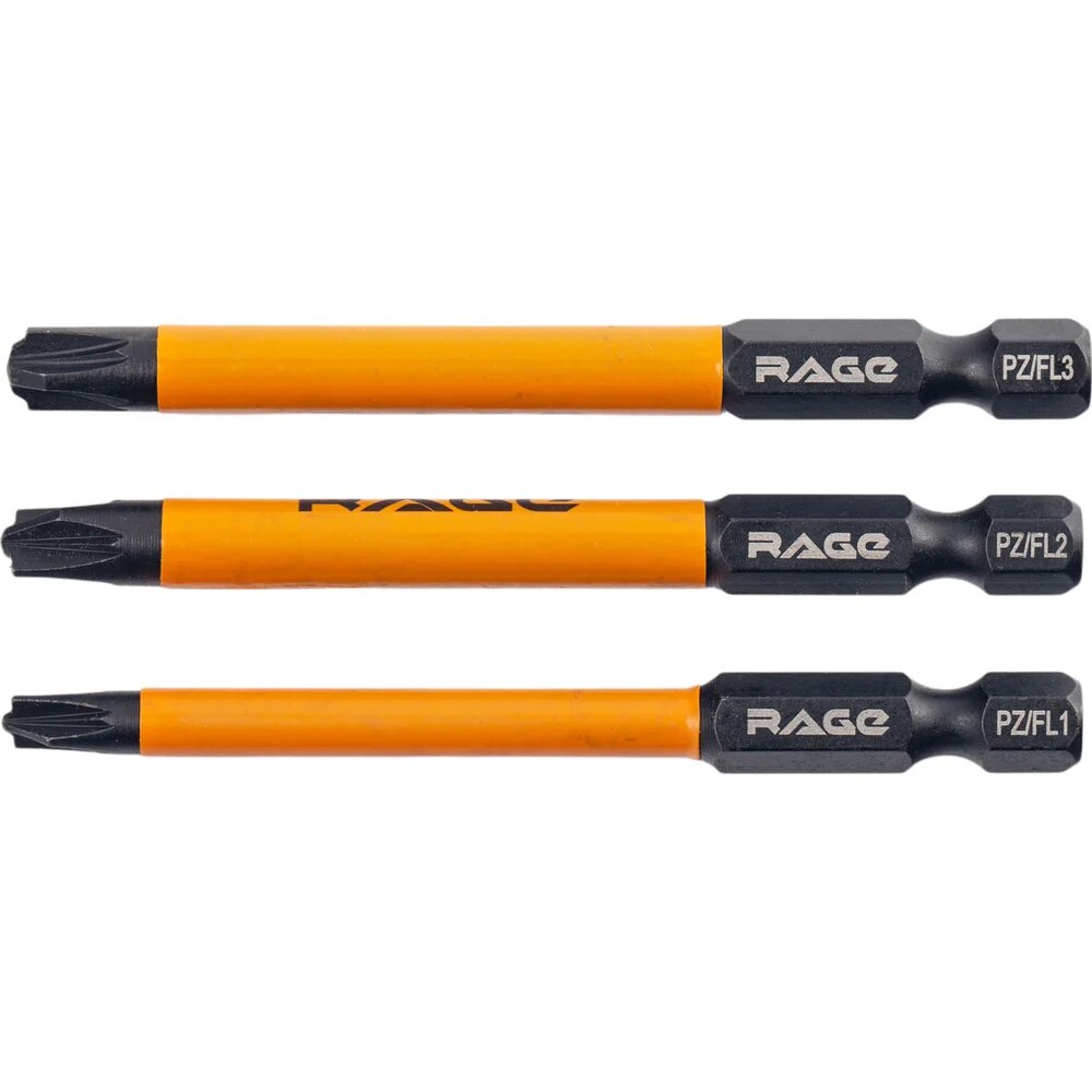 Биты, RAGE, магнитные RAGE By VIRA S2 PZ/FL1, PZ/FL2, PZ/FL3 x 75 мм, 3 шт 554292