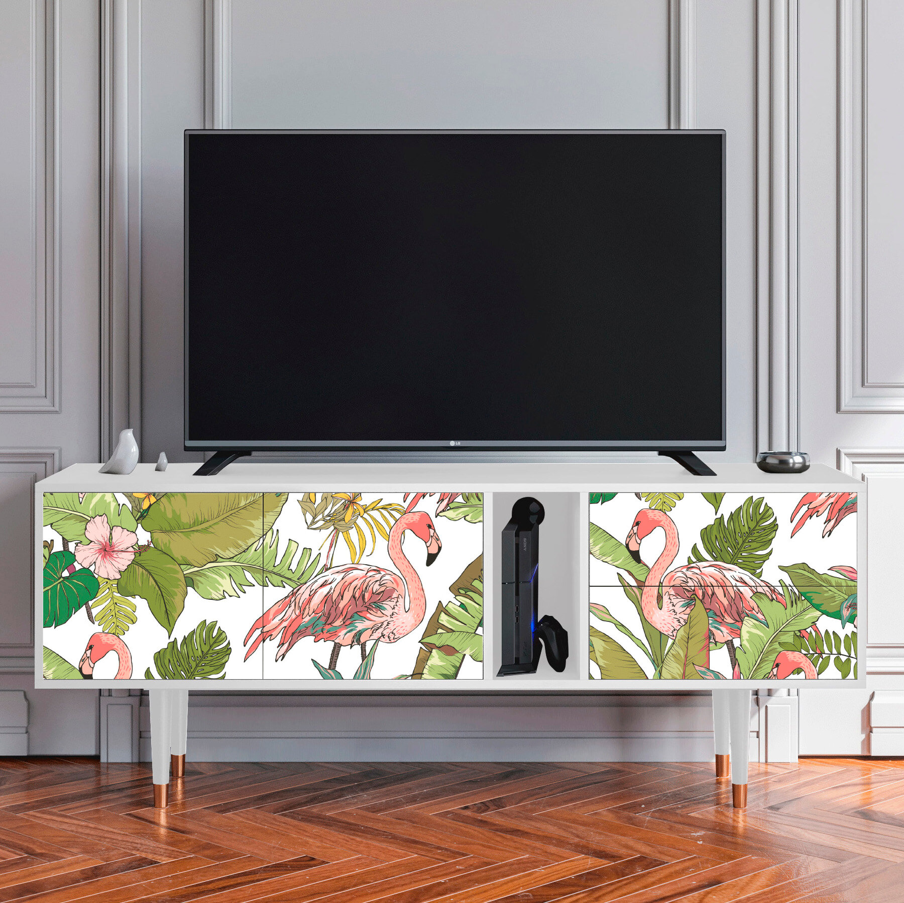 ТВ-Тумба - STORYZ - T1 Sweet Flamingo, Размер - 170 x 69 x 48 см, Цвет корпуса - , Белый