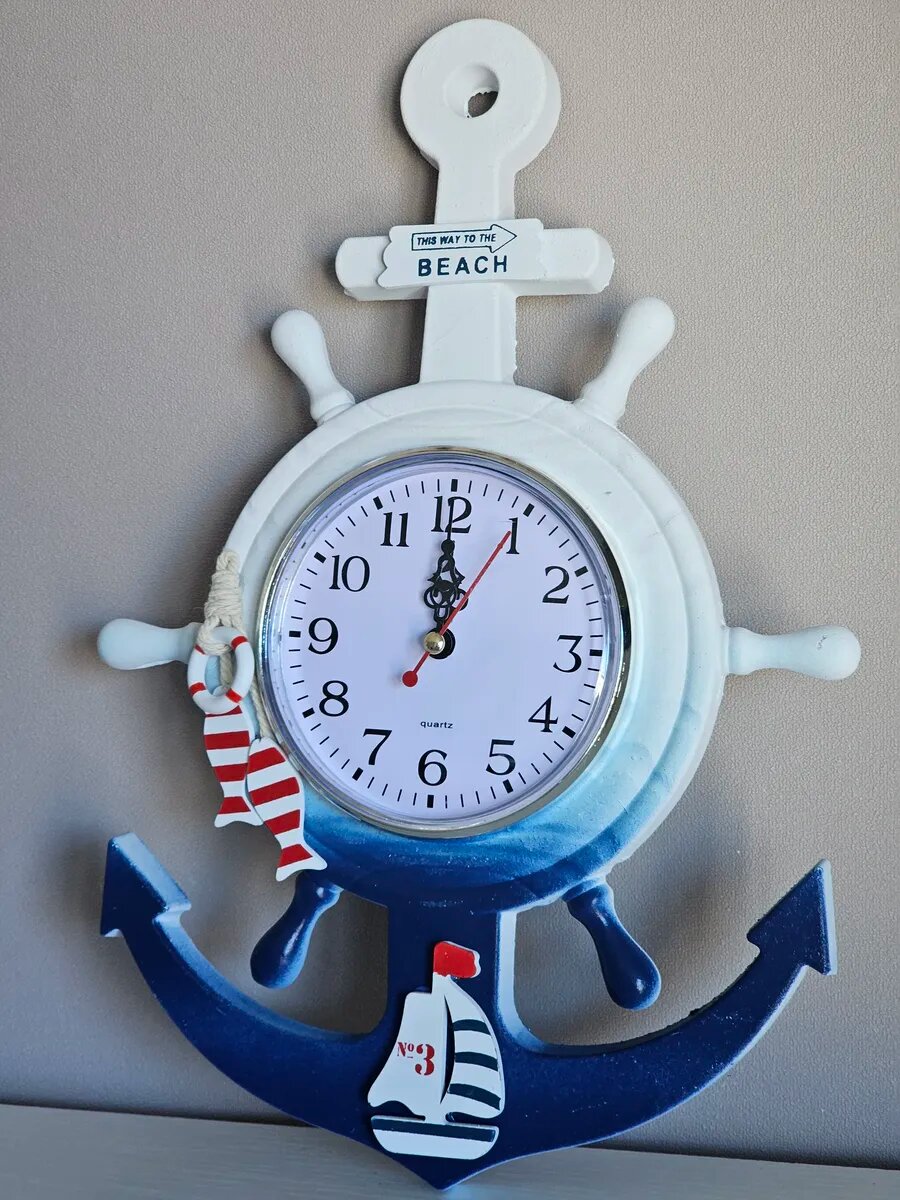 Часы настенные якорь морской стиль 32 см