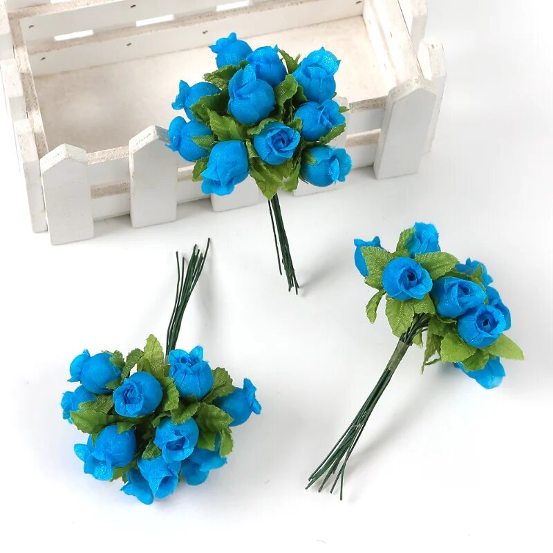 Искусственные розы из шелка, 12/36/72/144 шт. Синий, 12PCS, Blue