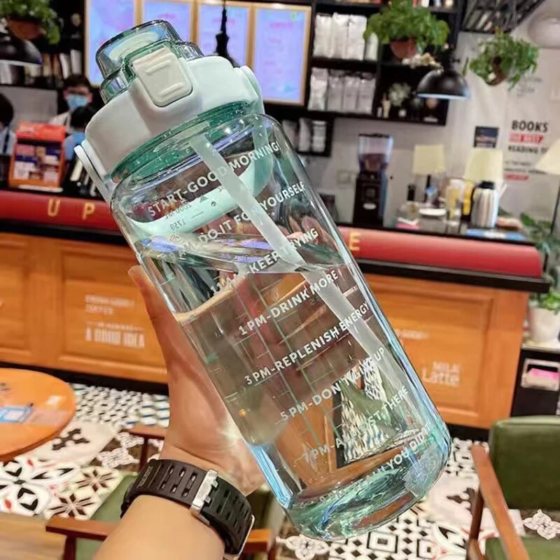 Бутылка для воды JETTING 2 л с соломинкой, Green