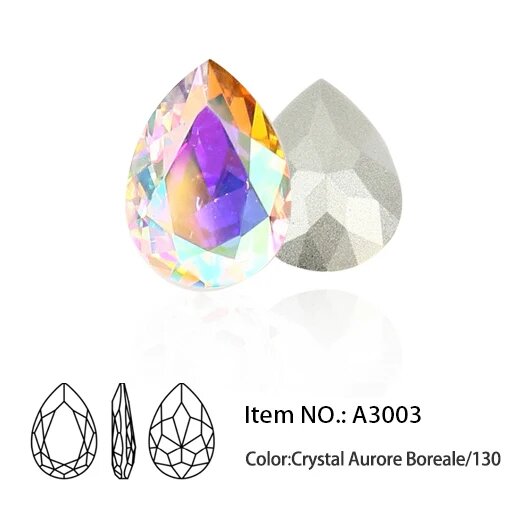 Хрустальные стразы-капли K9, 7x10mm, Crystal AB 130, 10шт