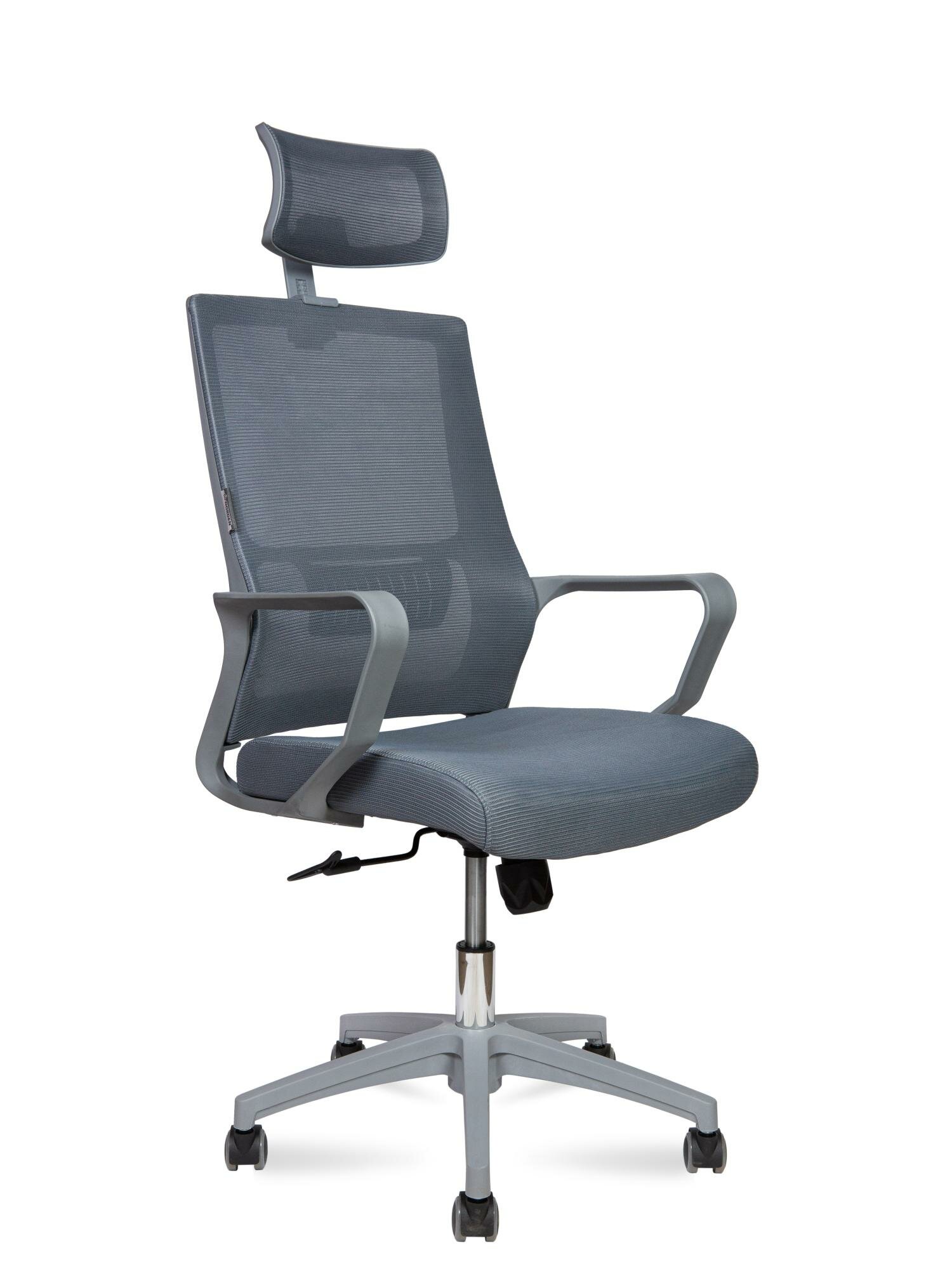 Кресло офисное Max Norden серый, сетка и пластик, мягкое сиденье, с подлокотниками