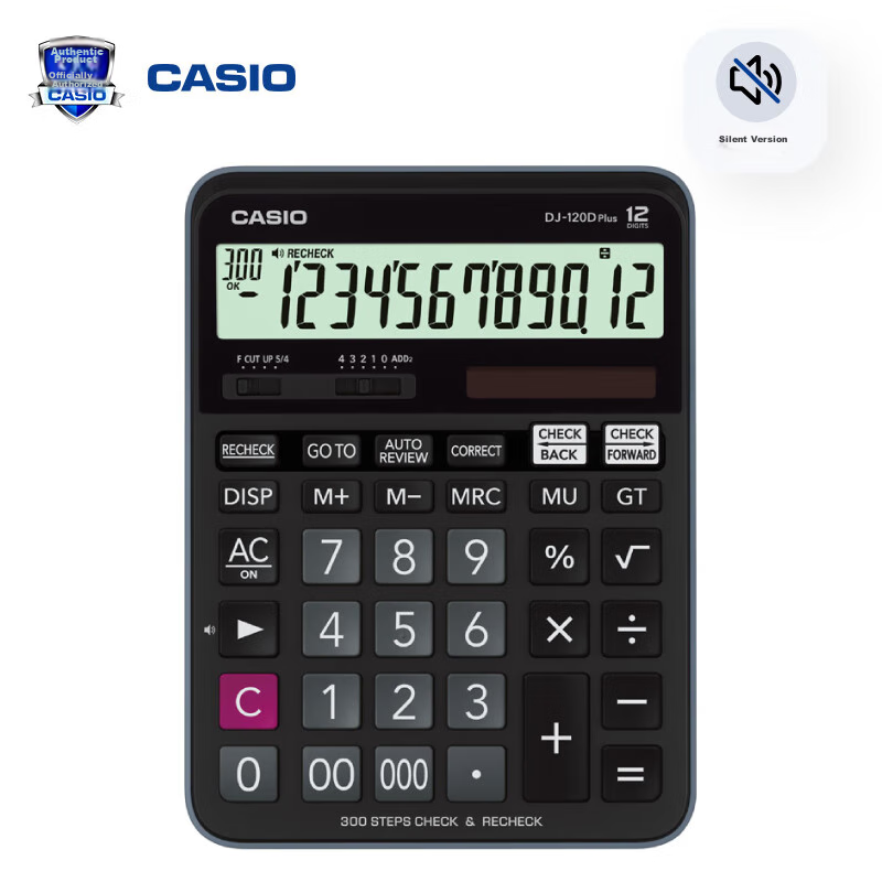 Casio DJ-120DPlus Office Calculator with 300 Steps Back Calculation And 100 Steps Back Calculation