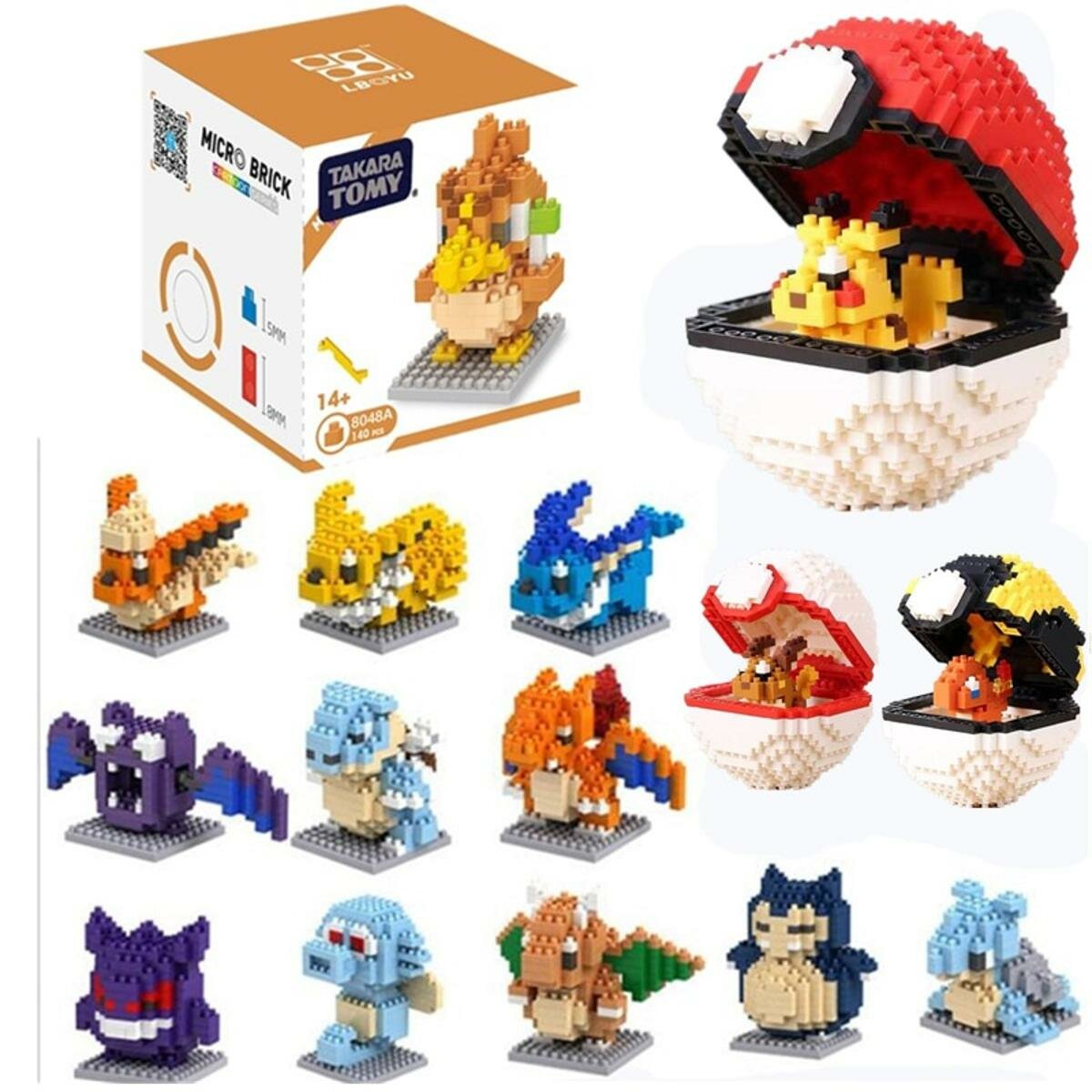 Совместимый legoed Cartoon Kawaii Poke Anime Ball set Pikachued Diamond mini Building Blocks pokemon Bricks Toys Game