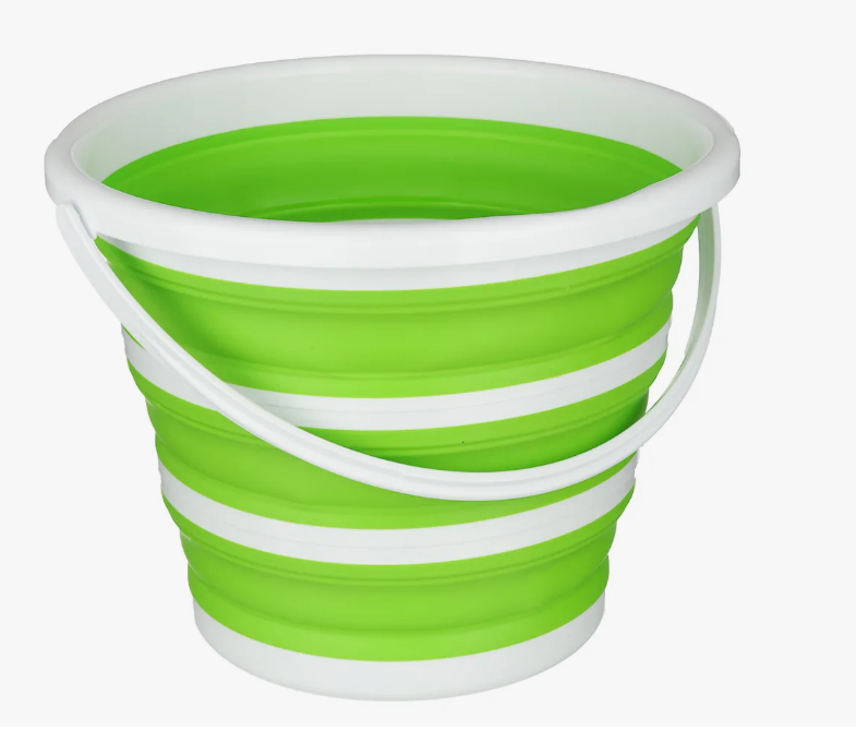 Ведро складное силиконовое для дома, дачи, похода, круглое, 5 литров, зелёное