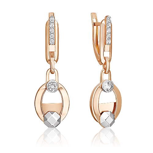Серьги, золото, 585 проба, топаз