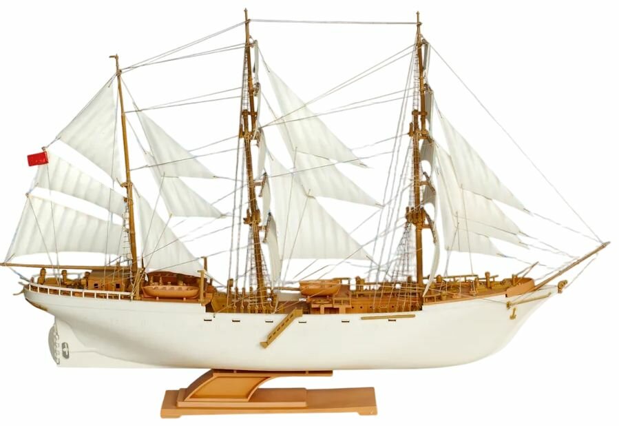 Сборная масштабная модель корабля "Учебно-парусное судно Товарищ", набор из пластика, конструктор для склеивания судна 1:200, развитие внимания и терпения