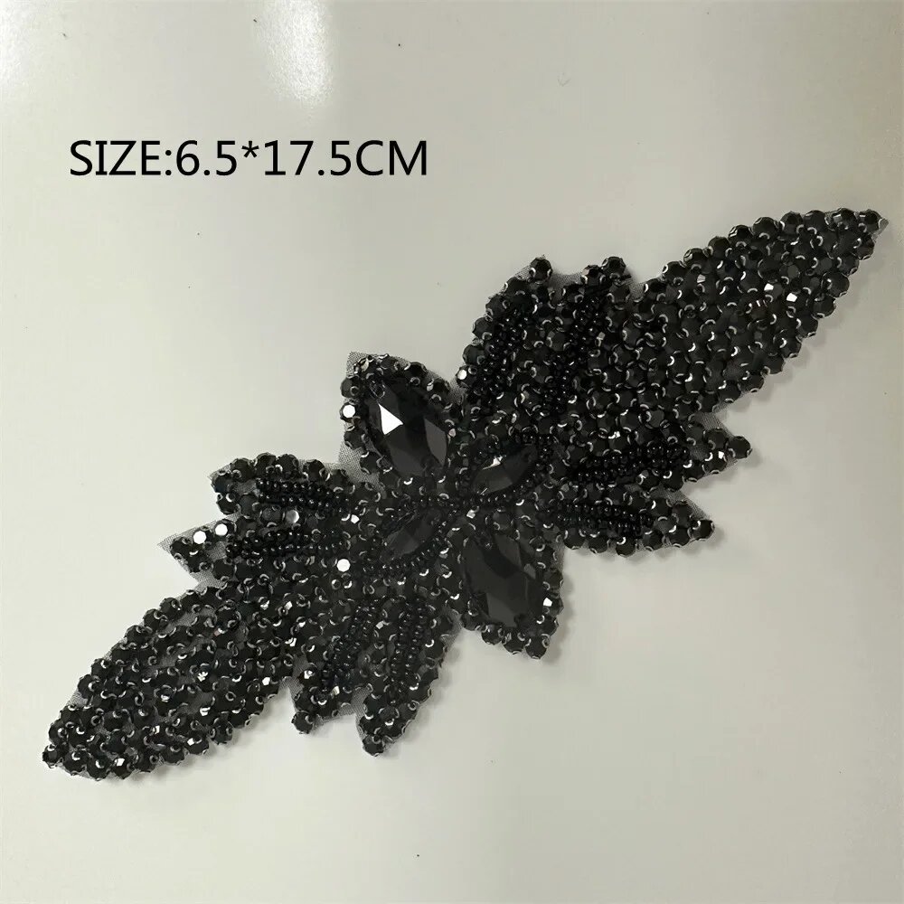 Серебряные стразовые нашивки для одежды Черный, Black B