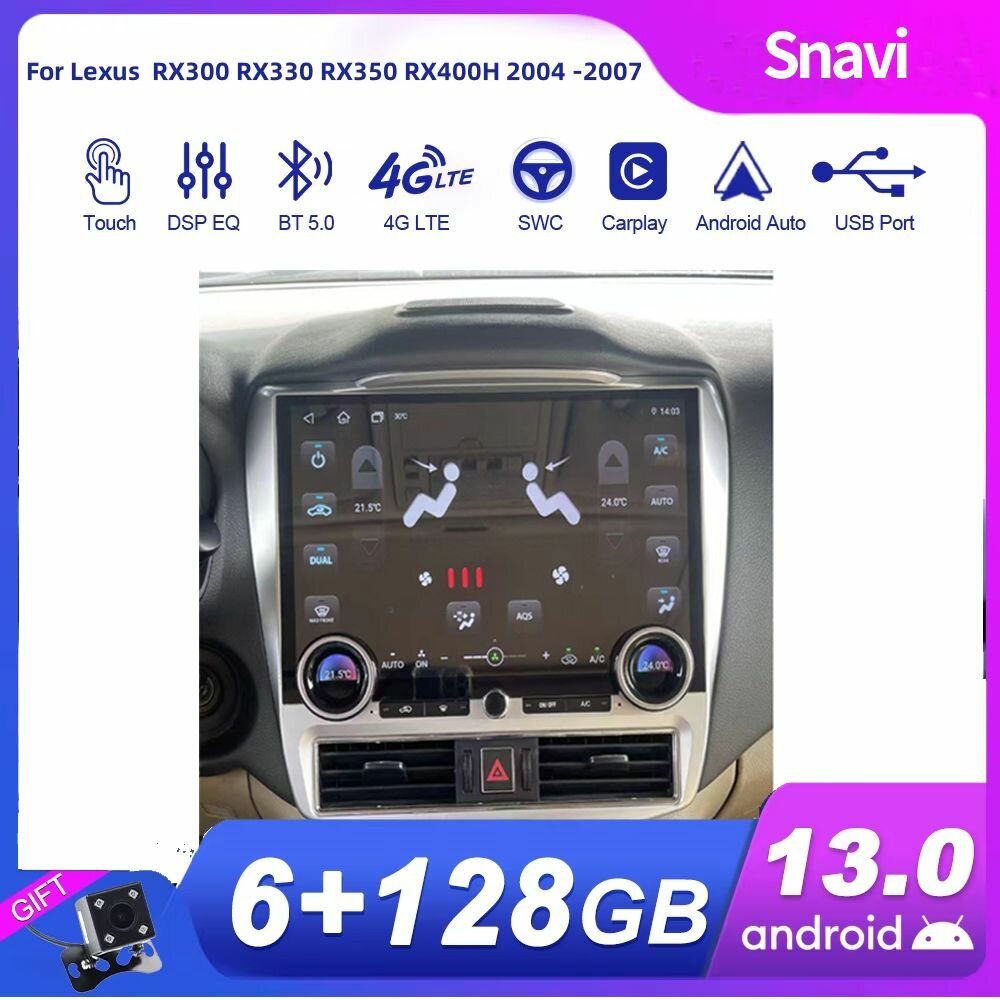 Speed Snavi Для Speed Snavi Для Lexus RX270 RX300 RX330 RX350 RX400H 2002-2007 Год 4+64GB Автомагнитола С 13.1 Дюймов Экран Carplay Android Мультимедиа