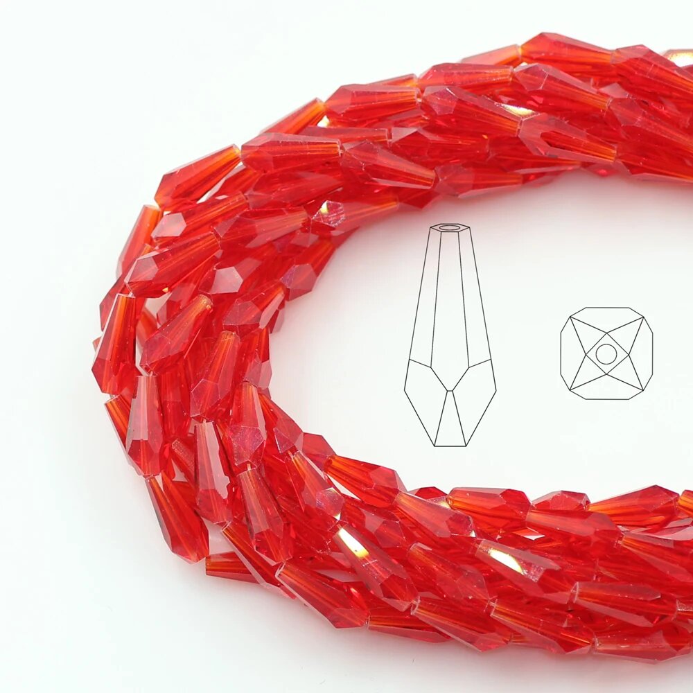 Кристальные бусины YUANZHIRUN 6x14 мм Красный, light red