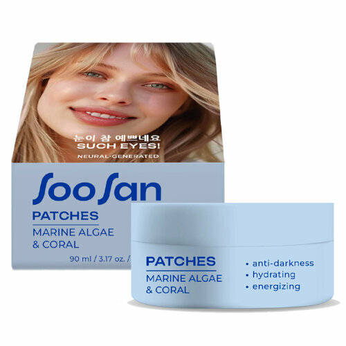 SOOSAN Патчи для глаз от отеков и мешков с экстрактом морских водорослей и кораллом Patches with Marine Algae & Coral, 60 шт