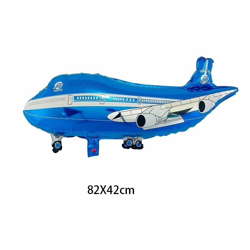 Синий фольгированный шар самолет 82x42 см
