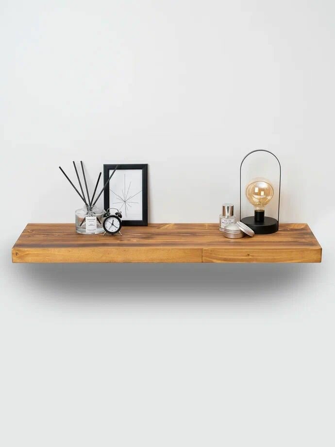 Полка настенная парящая со скрытыми кронштейнами 120х25х4см Лофт Дуб Светлый