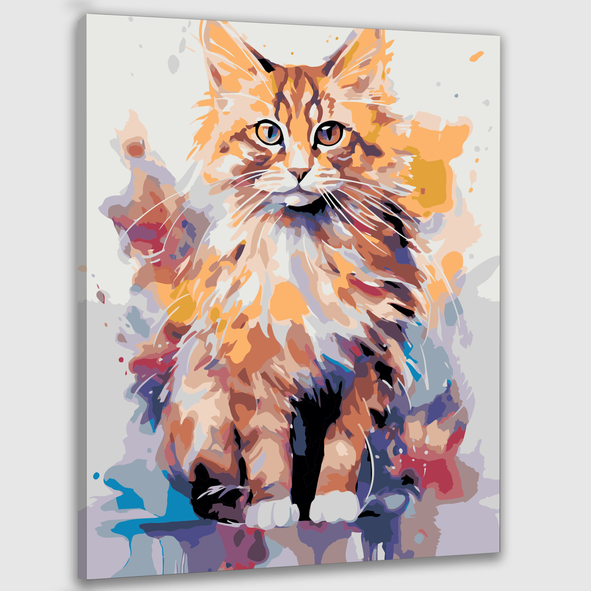 Картина по номерам 40x50 см, акварельная картина, кошка мейн-кун, грациозная поза, гордость, уверенность