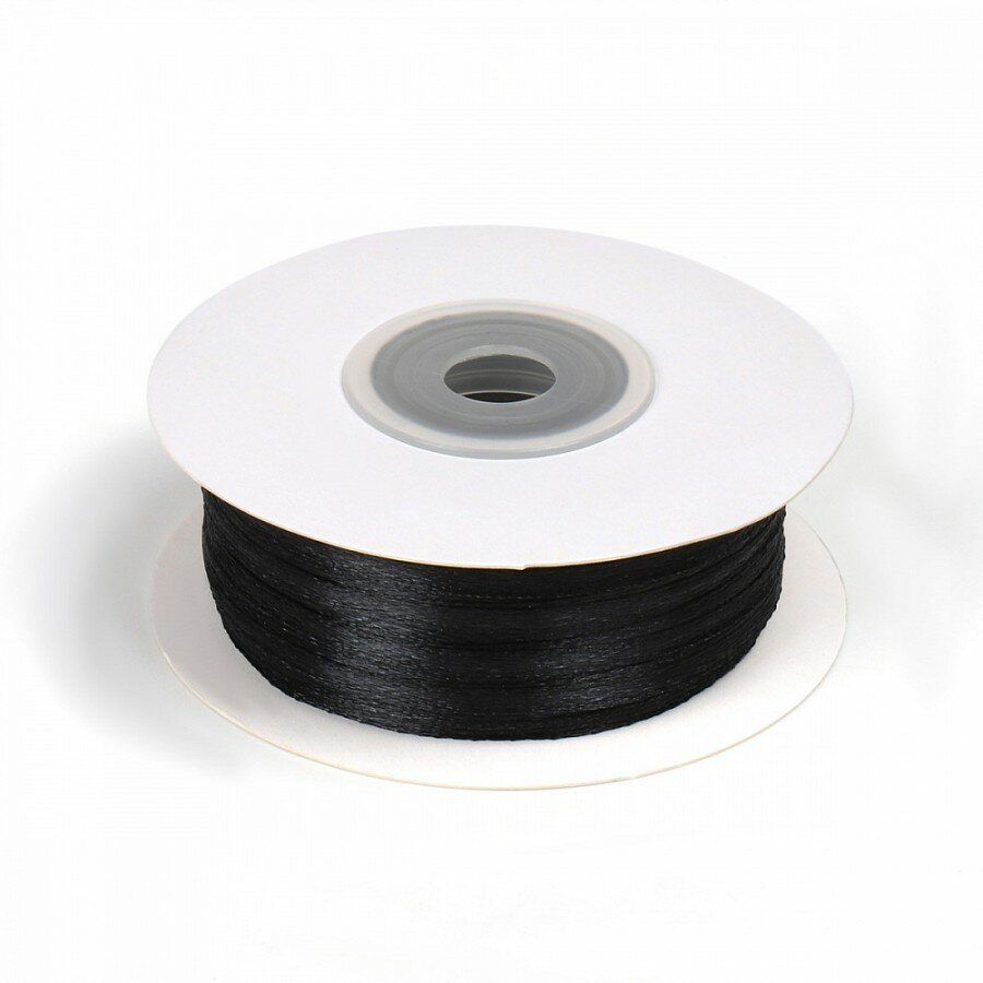 Лента атласная 3мм в инд. упаковке цв. 3173 черный Magic4Hobby уп. 100м (+-1м)