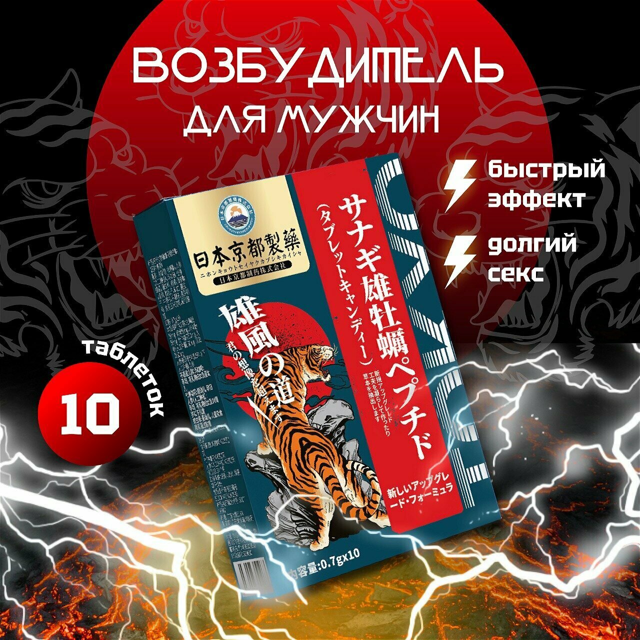 Виагра для мужчин Tokyo "Victory Warrior", таблетки для потенции, 10шт