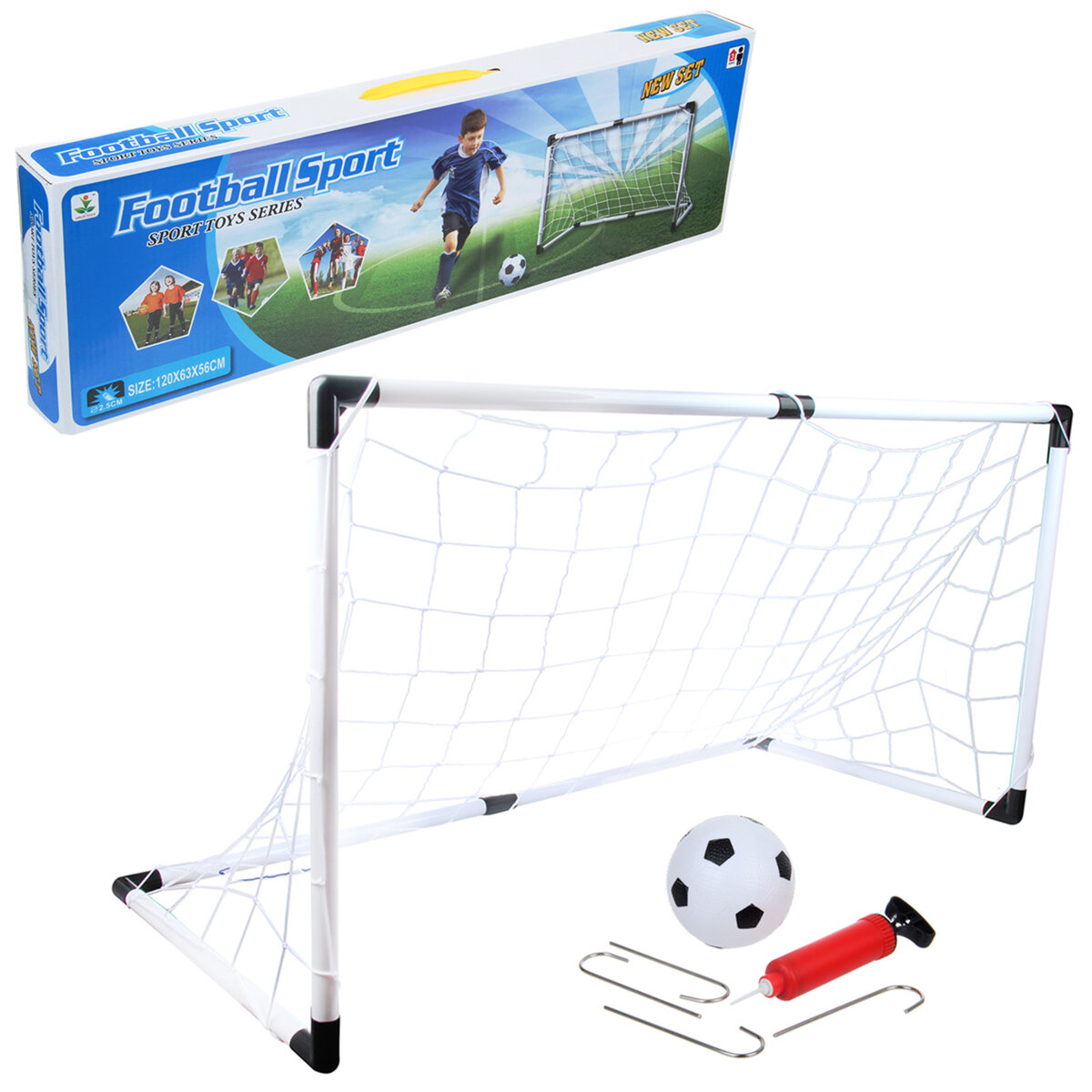 Ворота футбольные Veld Co, для игр дома и на улице, в комплекте мяч, насос.