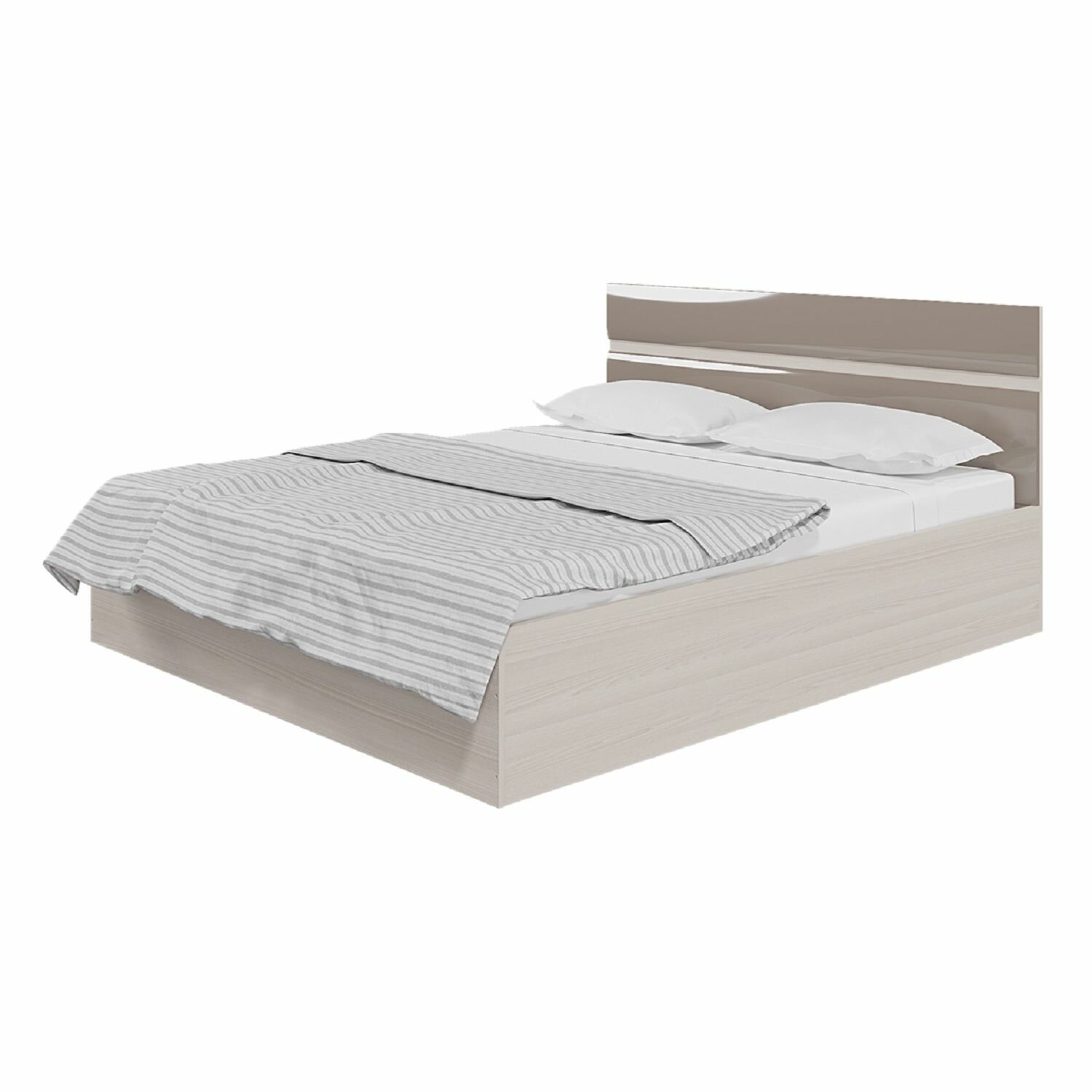 Кровать 1,6 м Ненси, цвет Ясень шимо светлый/Капучино глянец (с подъемным механизмом) спальное место 160*200 см ЛДСП для взрослых и подростков