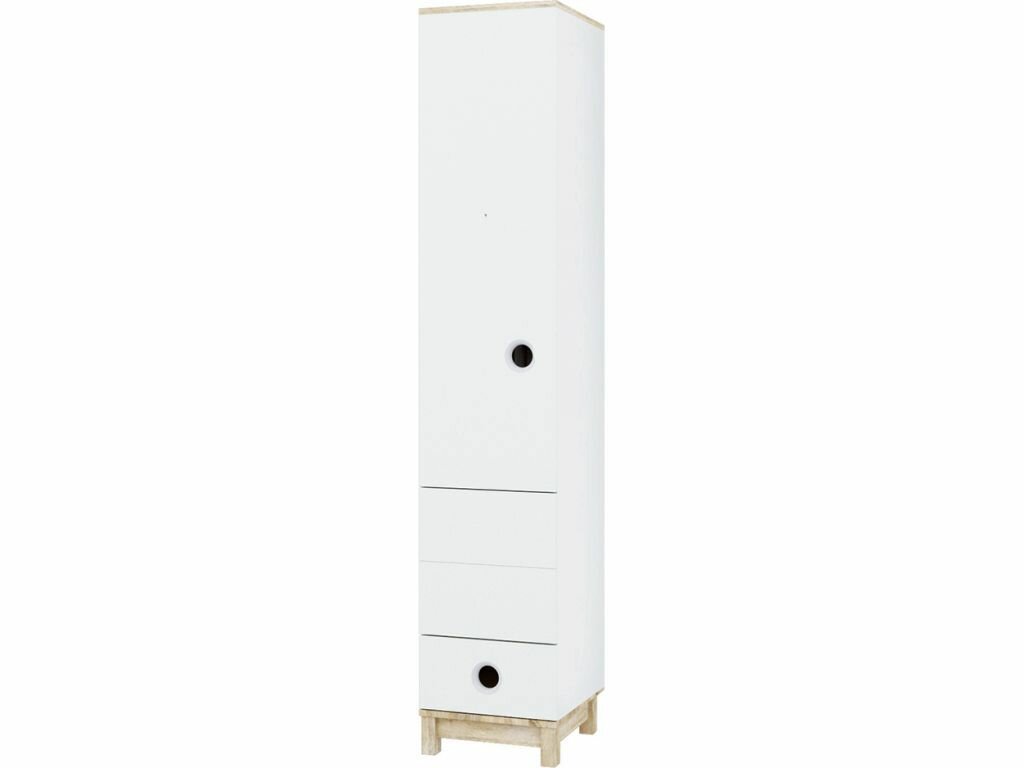 Шкаф-пенал Амиго-1 Дуб сонома / Белый ширина 40 см ЛДСП напольный с полками с ящиком в спальню